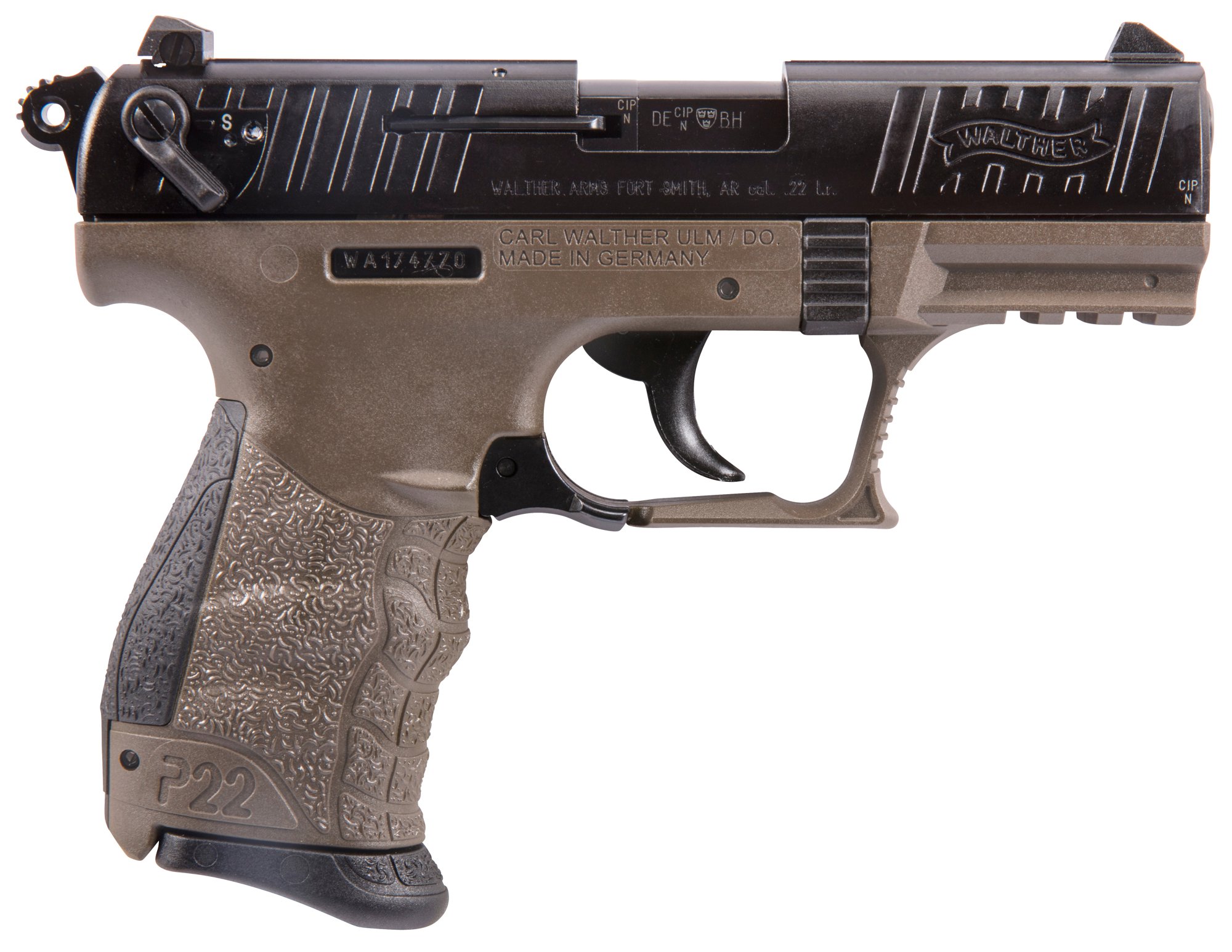 WALTHER ARMS P22 22LR 3.42" 10rd Pistol - CA Compliant - Black / FDE ...