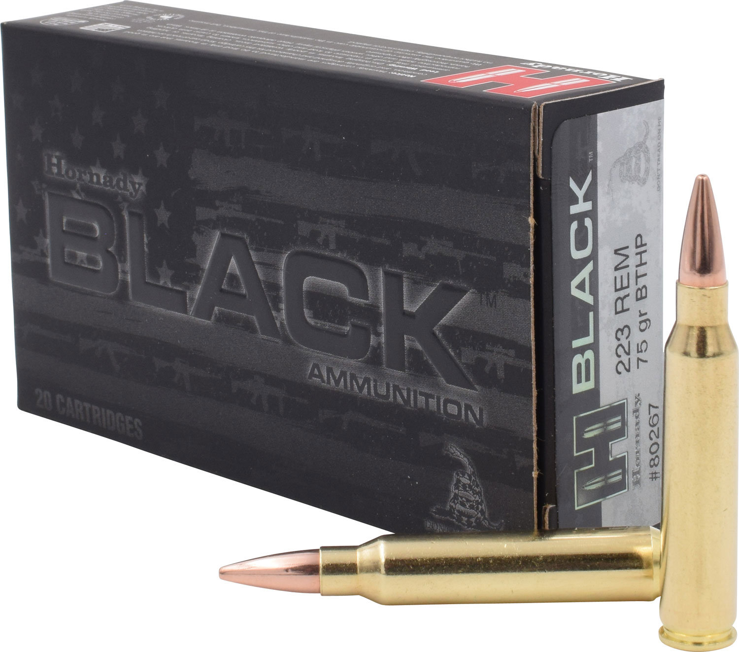 HORNADY 223 Rem 75 Gr BTHP Match Black 2790 FPS 20 Pack | KYGUNCO
