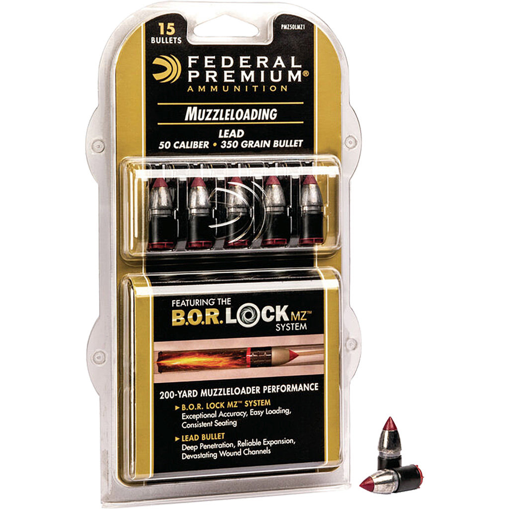 FEDERAL AMMO 350Gr Lead MZ BULLET w/B.O.R LOCK SYSTEM 15pk | KYGUNCO