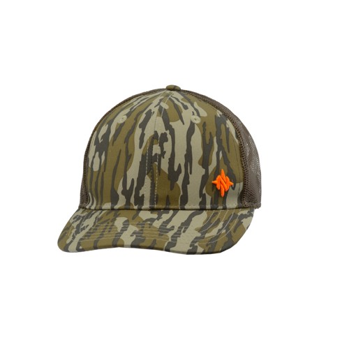 NOMAD CLOTHING Mark Flatbill Trucker Hat MO Bottomland Blaze Logo | KYGUNCO