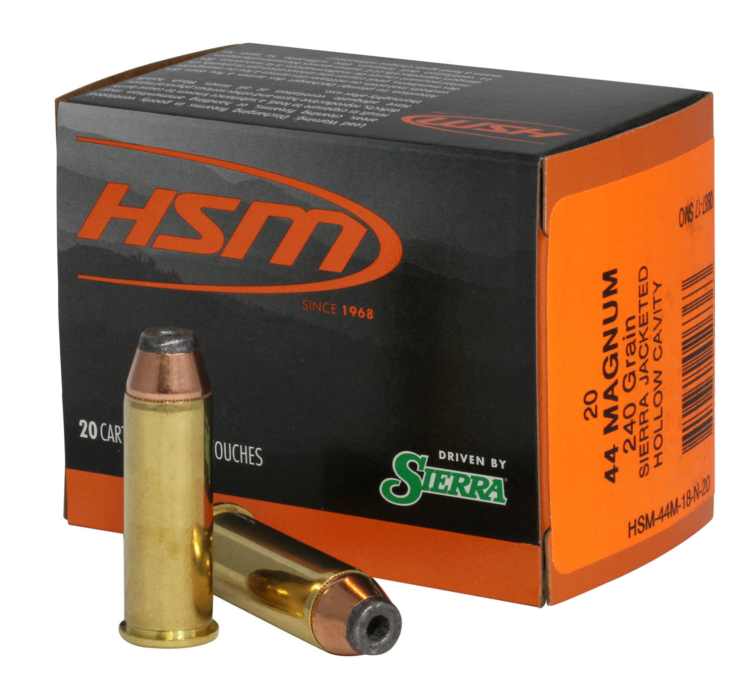 Hsm Ammo 44 Rem Mag 240gr Jacketed Hollow Cavity Ammunition 20 Rounds