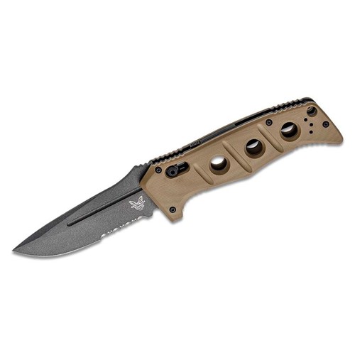 BENCHMADE Auto Adamas Folding Knife - Gray / Desert Tan | KYGUNCO
