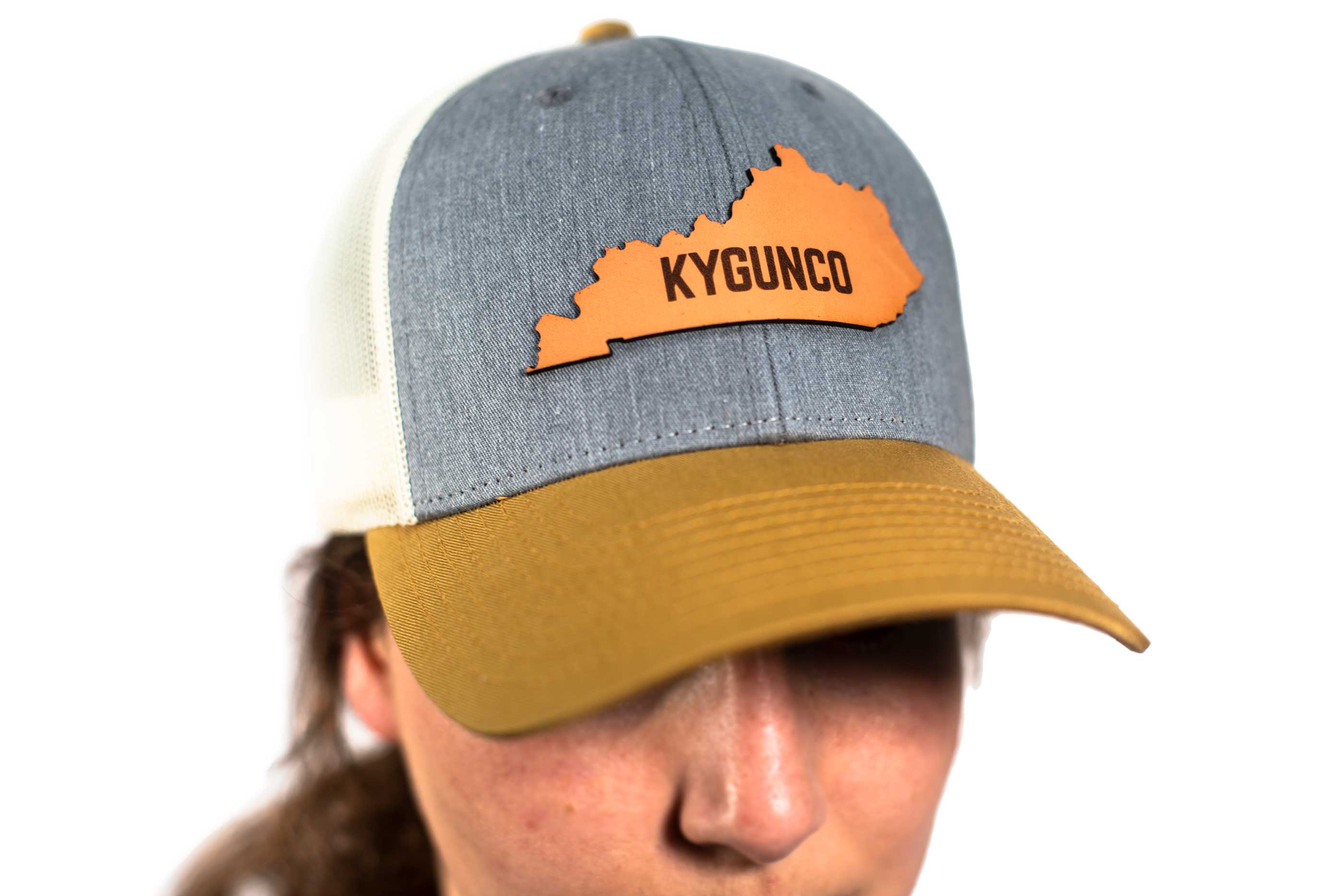 KYGUNCO Kentucky State Leather Patch - Mustard / Heather | KYGUNCO