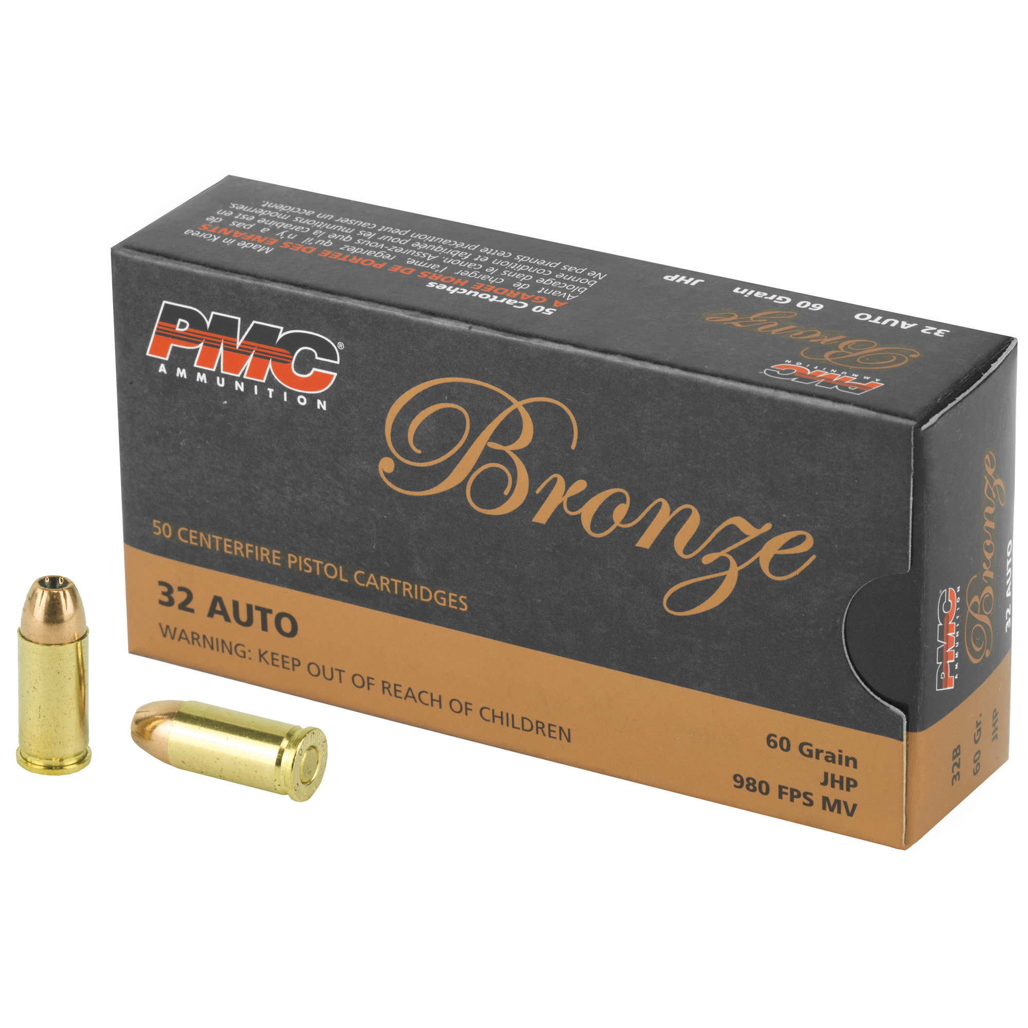 PMC 32 ACP Bronze 60Gr JHP 50rd | KYGUNCO
