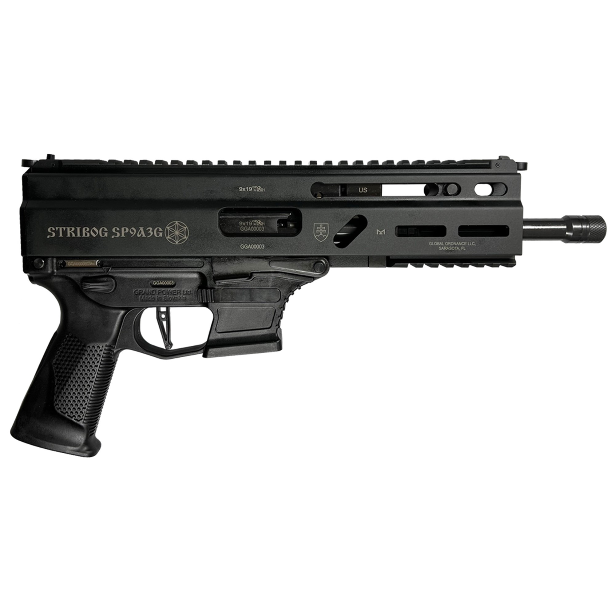 GRAND POWER Stribog 9mm 8ʺ 30rd Pistol | Black | KYGUNCO