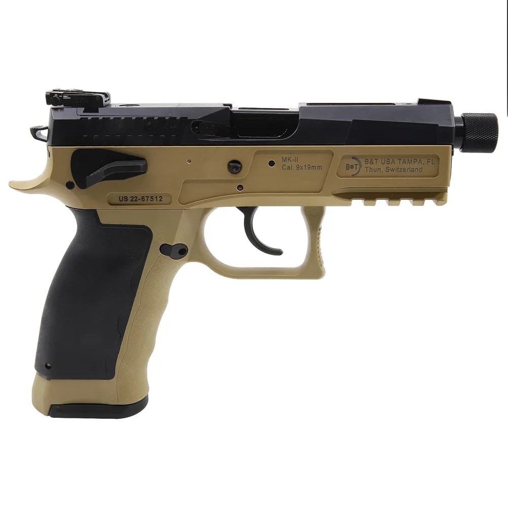 B&T USA MKII 9mm 4.3" 17rd Optic Ready Pistol w/ Threaded Barrel - FDE ...