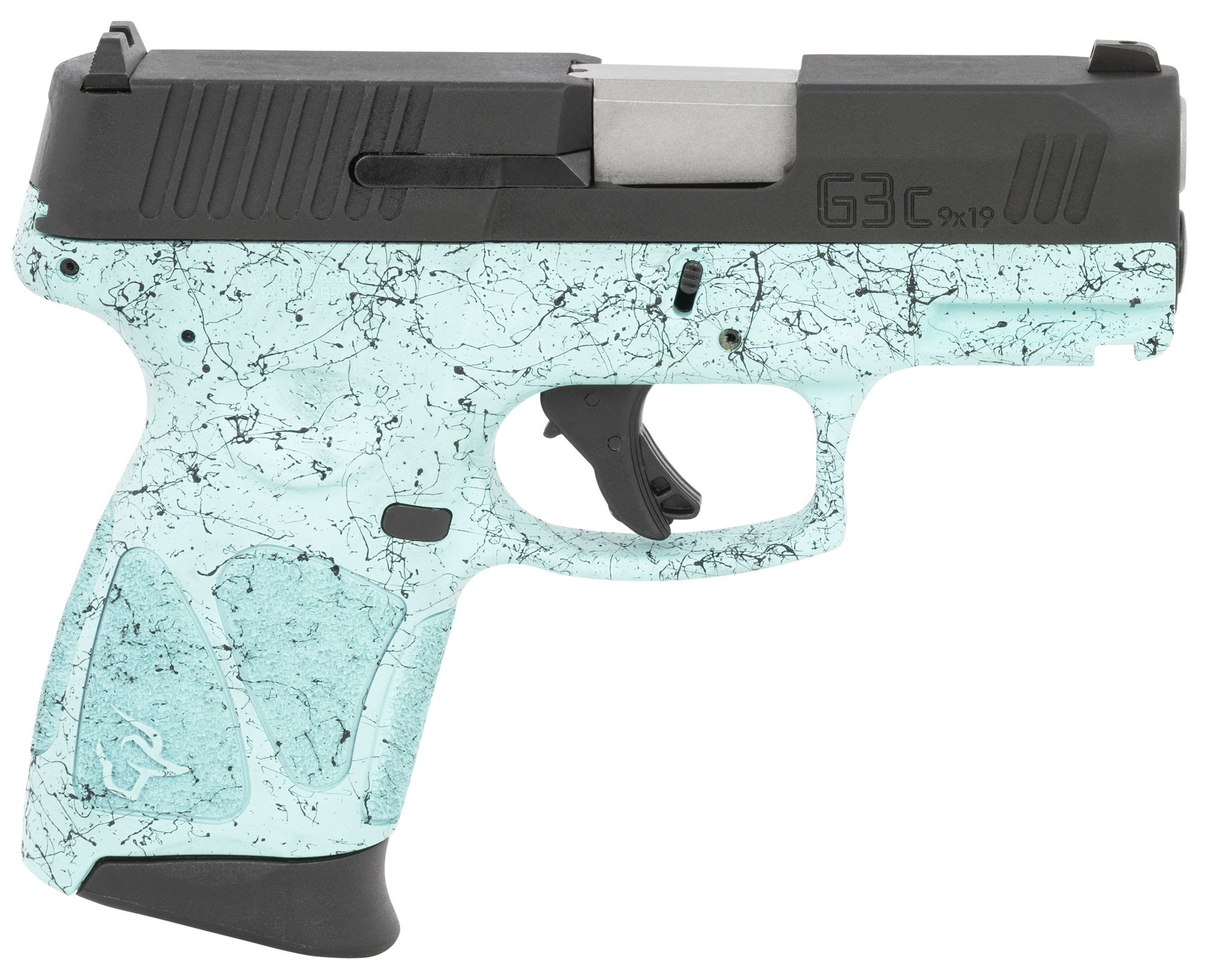 TAURUS G3C 9mm 3.2" 12rd Pistol - Black / Cyan Splatter | KYGUNCO