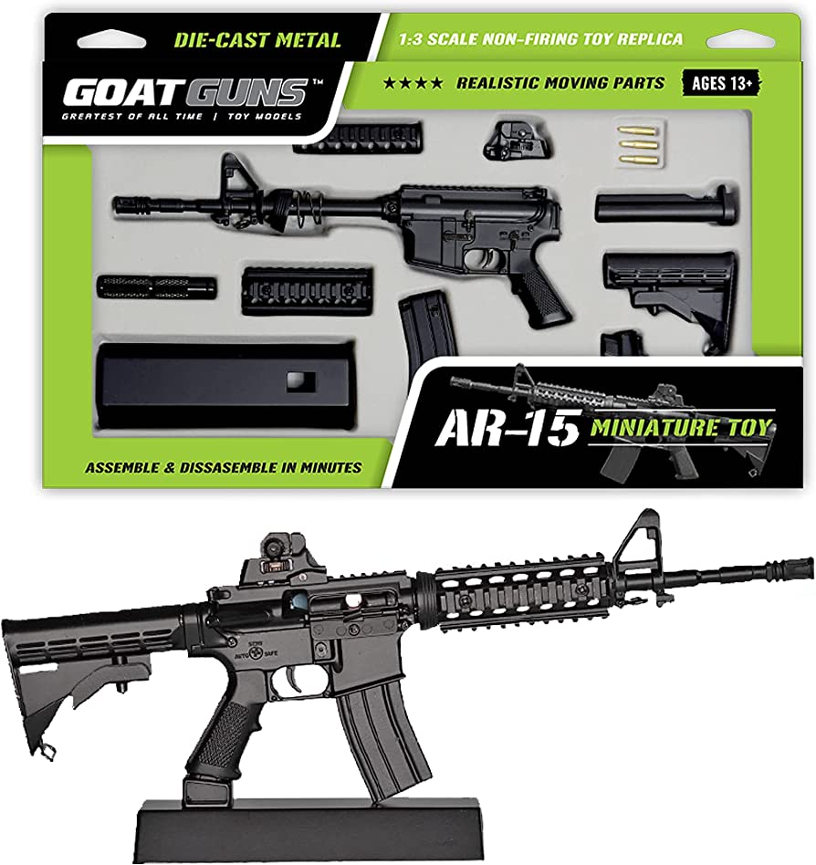 GOAT GUNS Mini AR15 Model w/ Mini Suppressor & Display Stand | KYGUNCO