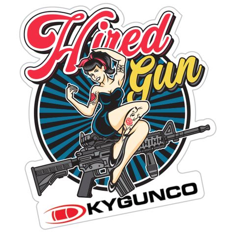 KYGUNCO Hired Gun Pin Up Girl w/ AR15 Sticker | KYGUNCO