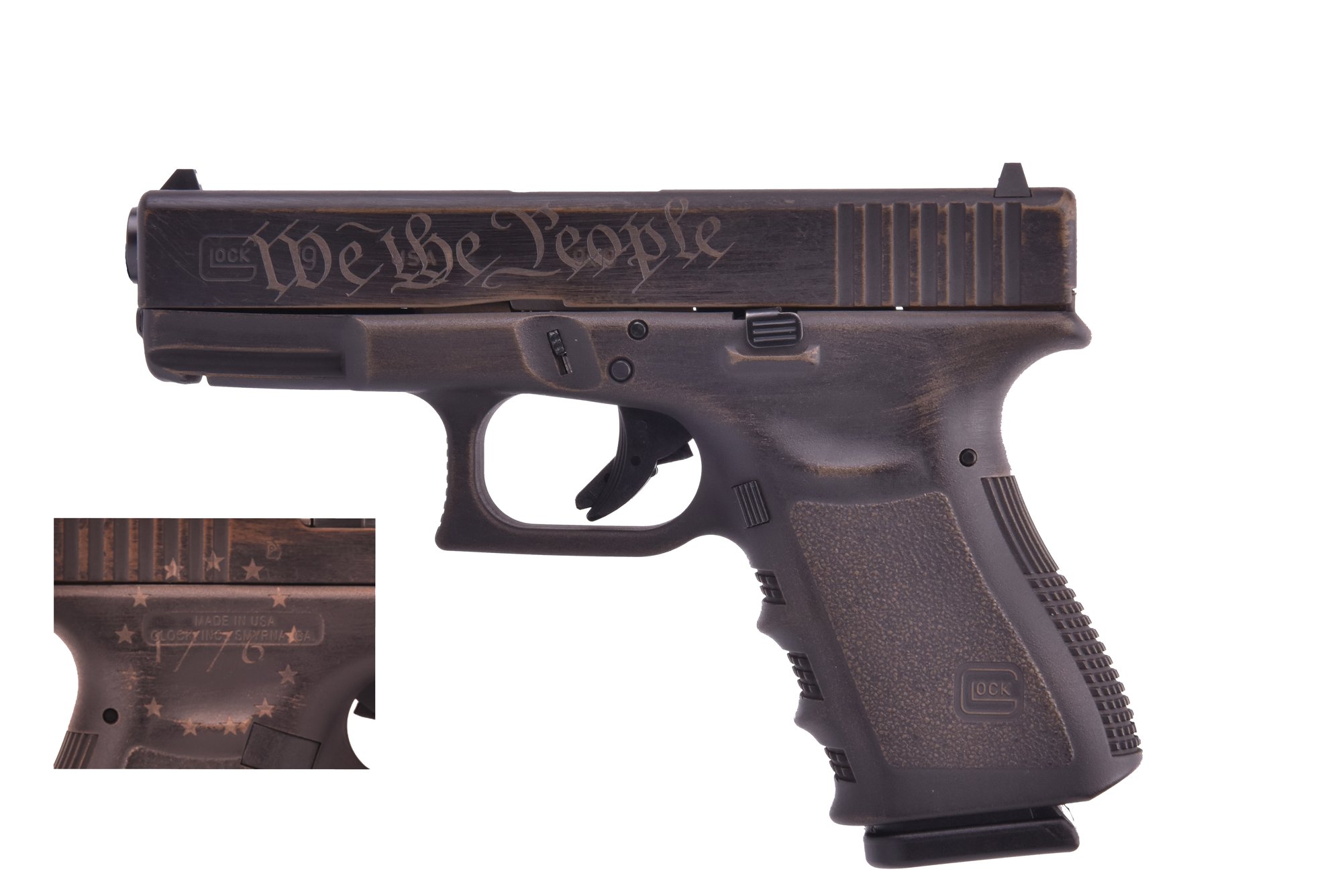 GLOCK G19 G3 9mm 4" 15rd Pistol | "We The People" Burnt Bronze Battle ...