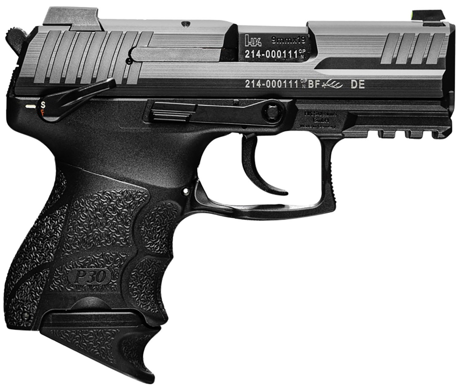 HK P30SKSV3 Subcompact 9mm 3.27" 15rd/12rd Semi-Auto Pistol w/ Night ...