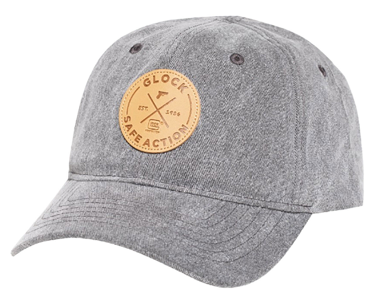 GLOCK Safe Action Patch Hat Distressed Gray Denim | KYGUNCO