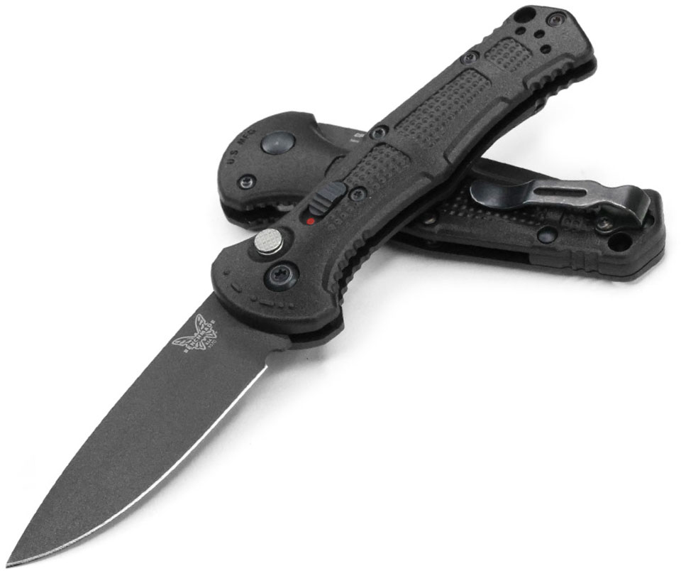BENCHMADE 9570BK Mini Claymore AUTO Folding Knife 3" Black Drop Point ...