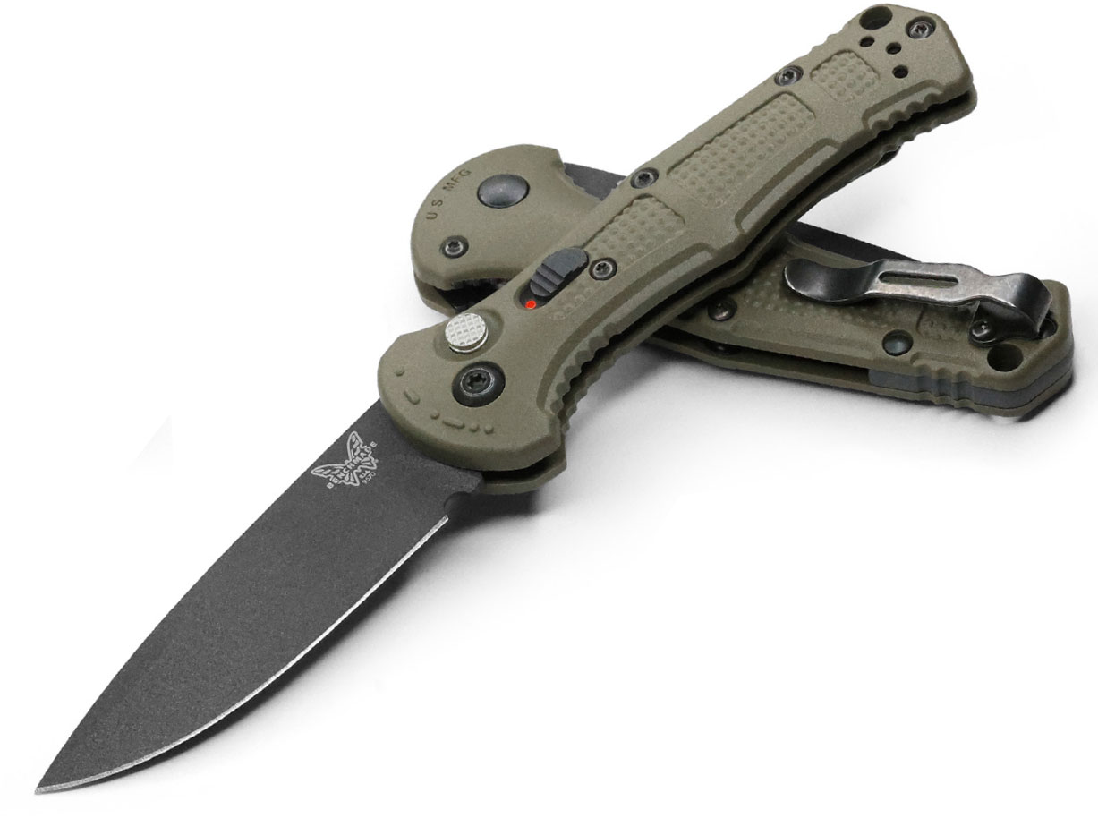 BENCHMADE 9570BK-1 Mini Claymore AUTO Folding Knife 3" Drop Point Plain ...