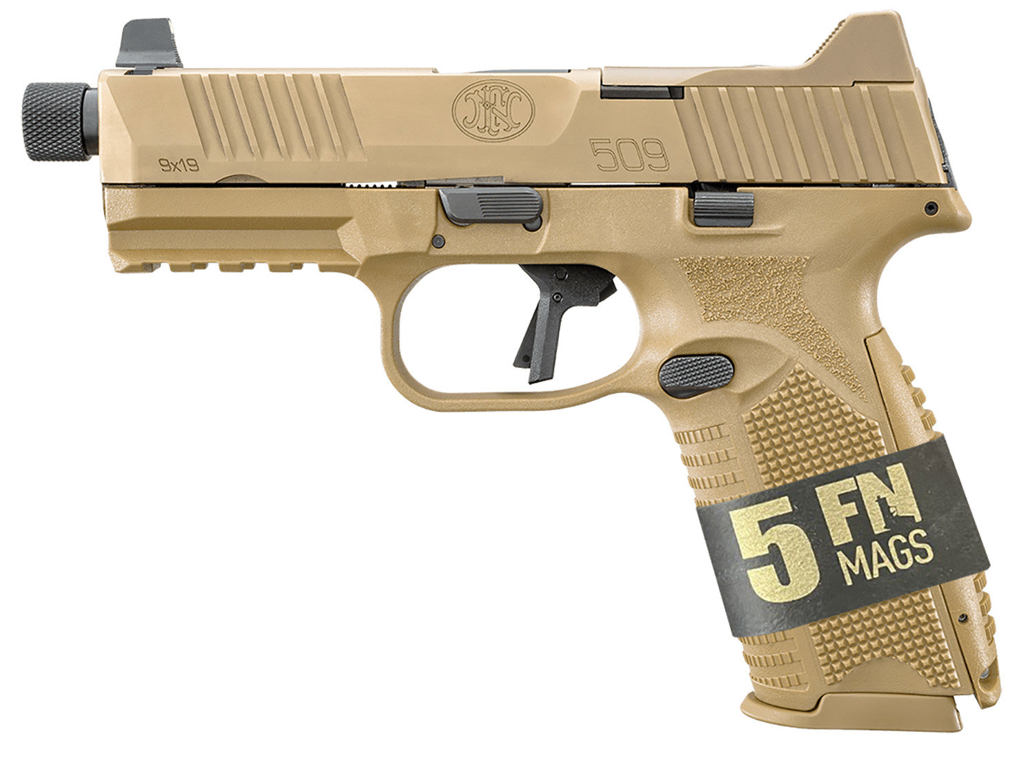 FN AMERICA FN 509T 9mm 4.5" 10rd Pistol w/ 5 Mag Bundle - FDE | KYGUNCO