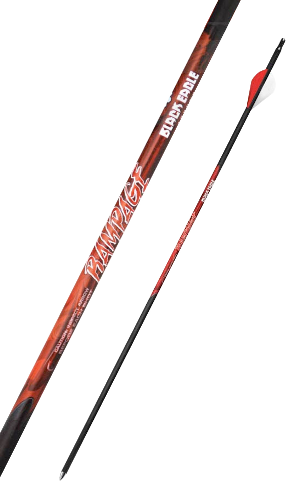 BLACK EAGLE ARCHERY Rampage Fletched Arrows - .001" 6 Pack - 350 Spine ...