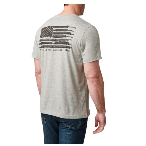 5.11 TACTICAL USA Flag Barrel Banner T-Shirt - Heather Gray | KYGUNCO