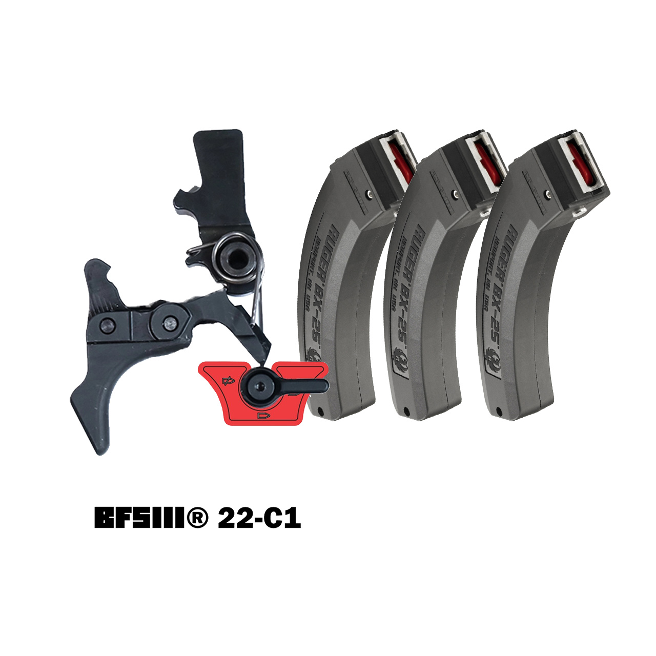 FRANKLIN ARMORY BFSIII 22-C1 10/22 Curved Trigger + 3 Ruger BX25 COMBO ...