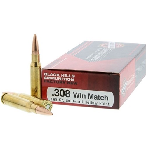 BLACK HILLS AMMUNITION 308 Win 168 Gr Match Hollow Point Brass ...