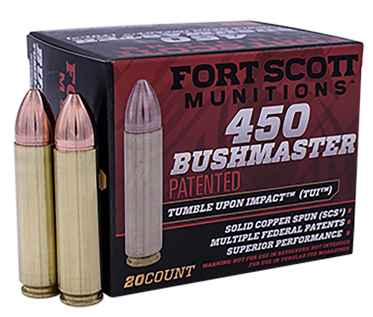 FORT SCOTT MUNITIONS 450 Bushmaster TUI Rifle Ammo 20rd | KYGUNCO