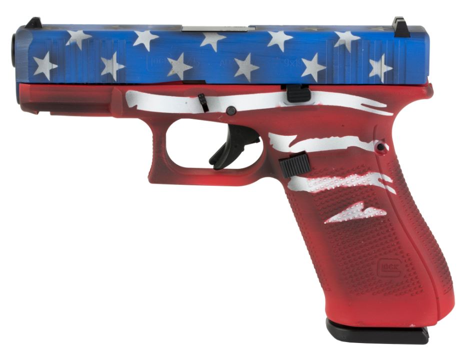 GLOCK G45 9mm 4.02" 17rd Pistol | Red, White & Blue Battleworn US Flag ...