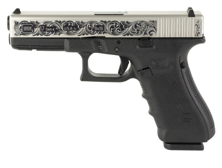GLOCK G17 G4 9mm 4.49" 17rd Pistol | Stainless Engraved Scrollwork ...