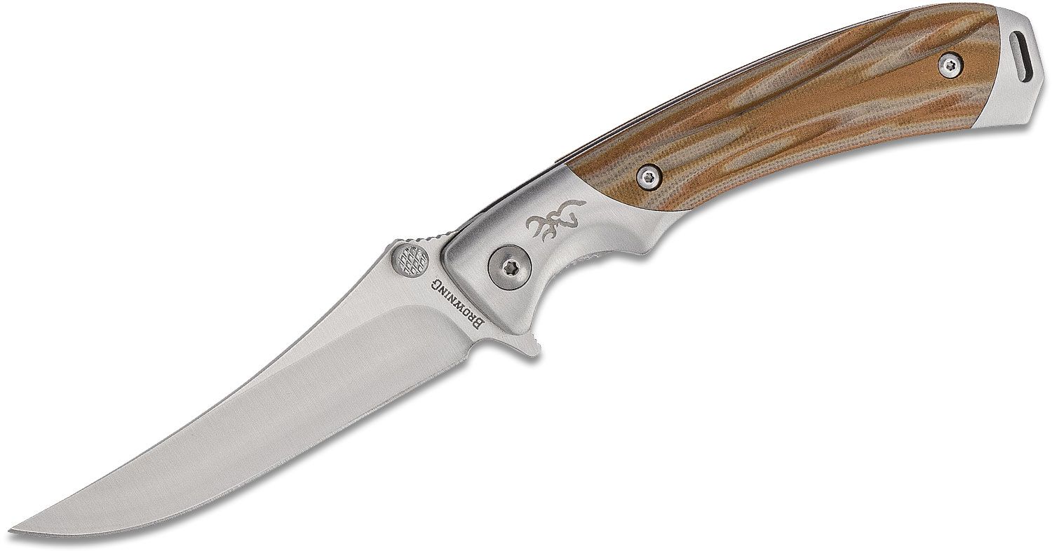 BROWNING Wicket Wing Folding Knife 3.58" Skinner Blade | Grey & Brown ...