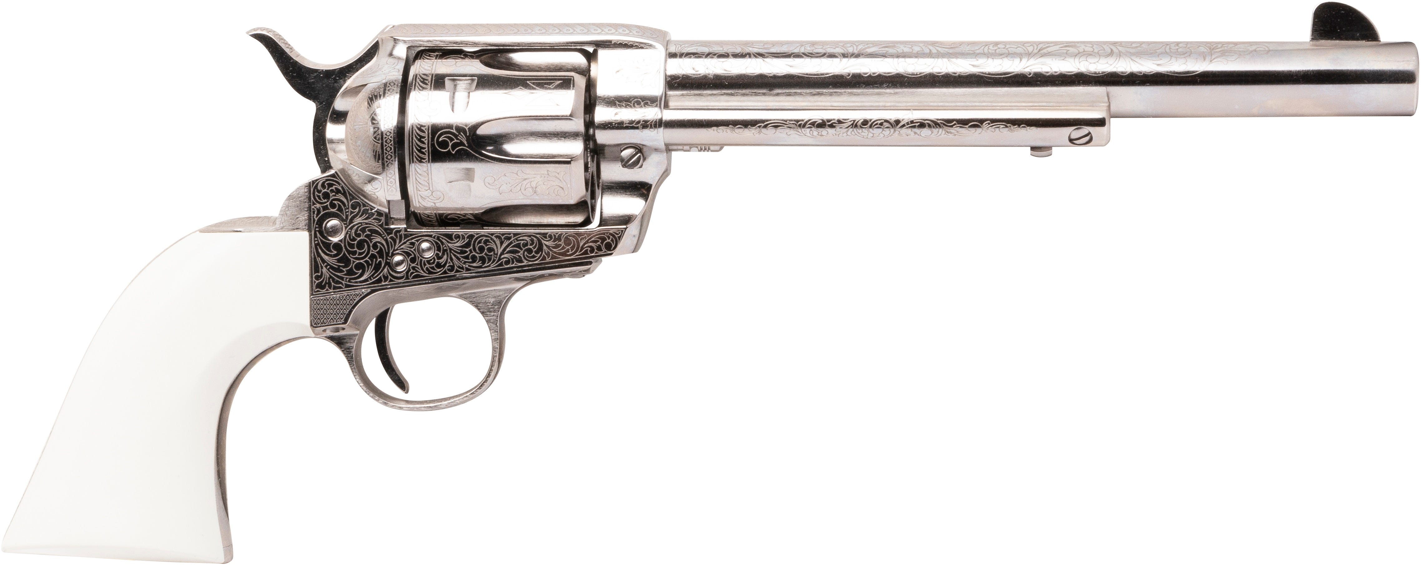 CIMARRON Frontier 45LC 7.5" 6rd Revolver | Nickel w/ Poly Ivory Grips ...