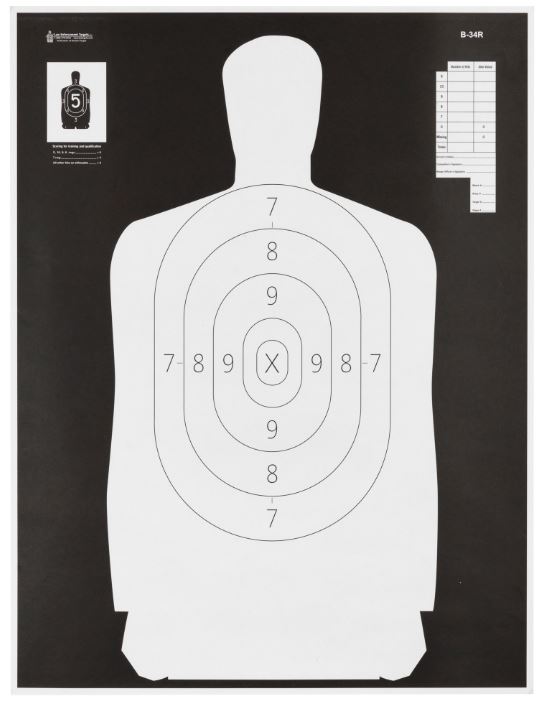 ACTION TARGET B-34R Reverse Qualification Silhouette 17.5x23" Target ...