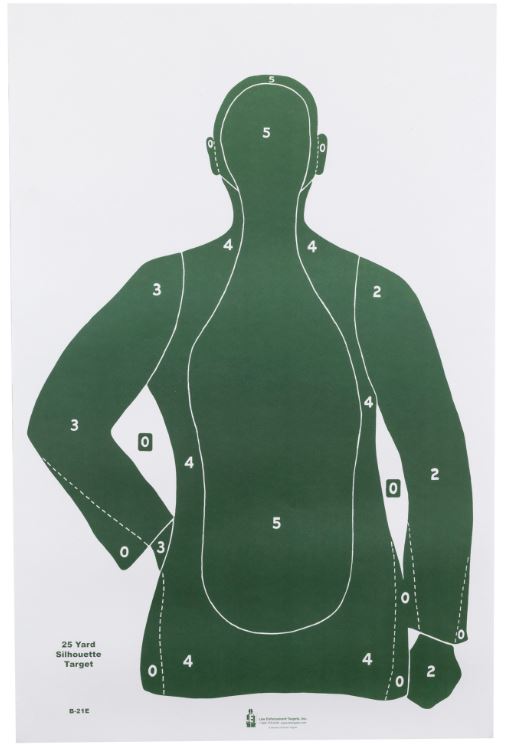 ACTION TARGET B-21E Green Qualification 25-Yard Silhouette 23x35 ...