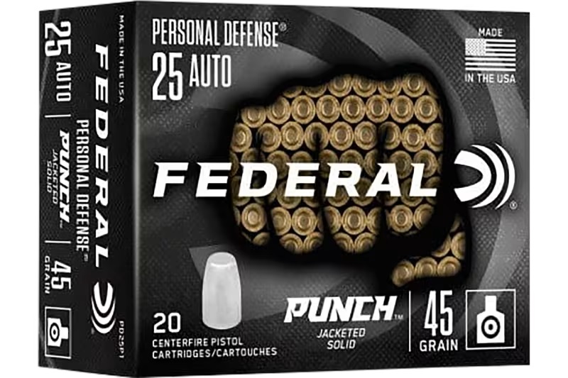 FEDERAL AMMO Personal Defense 25 ACP 45gr Punch Hollow Point Ammunition ...