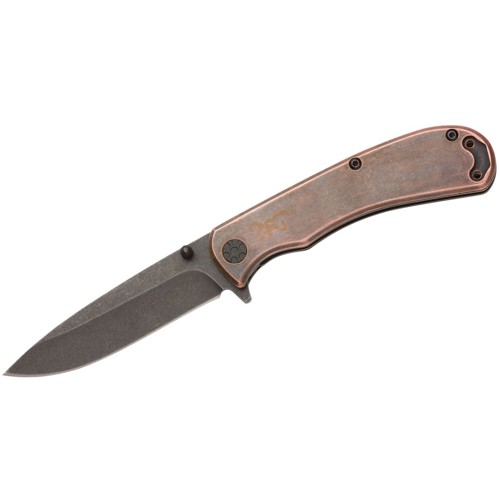 BROWNING Rivet Folding Knife 3ʺ Stonewashed Drop Point Blade ...