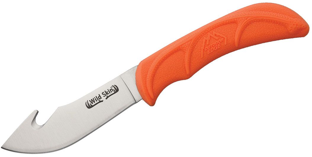 OUTDOOR EDGE Wild-Skin Hunting Knife 3-7/8" Fixed Satin Blade w/ Gut ...