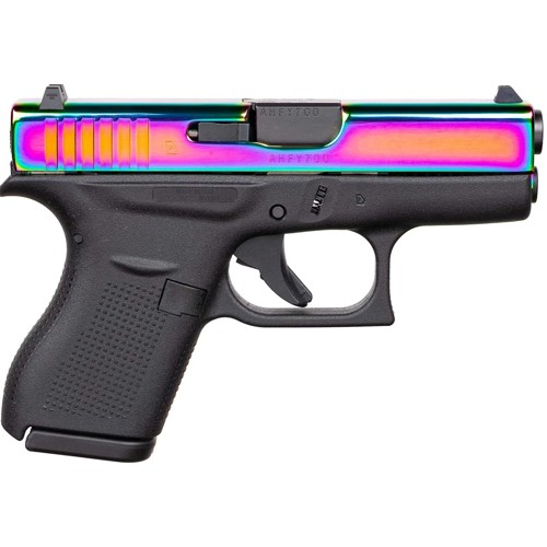 GLOCK G42 380 ACP 3.25ʺ 6rd Pistol | Rainbow Titanium PVD Slide | KYGUNCO