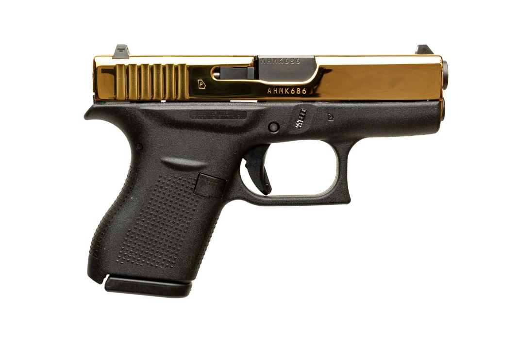 GLOCK G42 380 ACP 3.26" 6rd Pistol | Black w/ Gold Polished Titanium ...