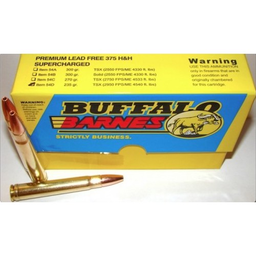 BUFFALO BORE 375 H&H Mag 270Gr Barnes TSX 2750FPS 20rd | KYGUNCO