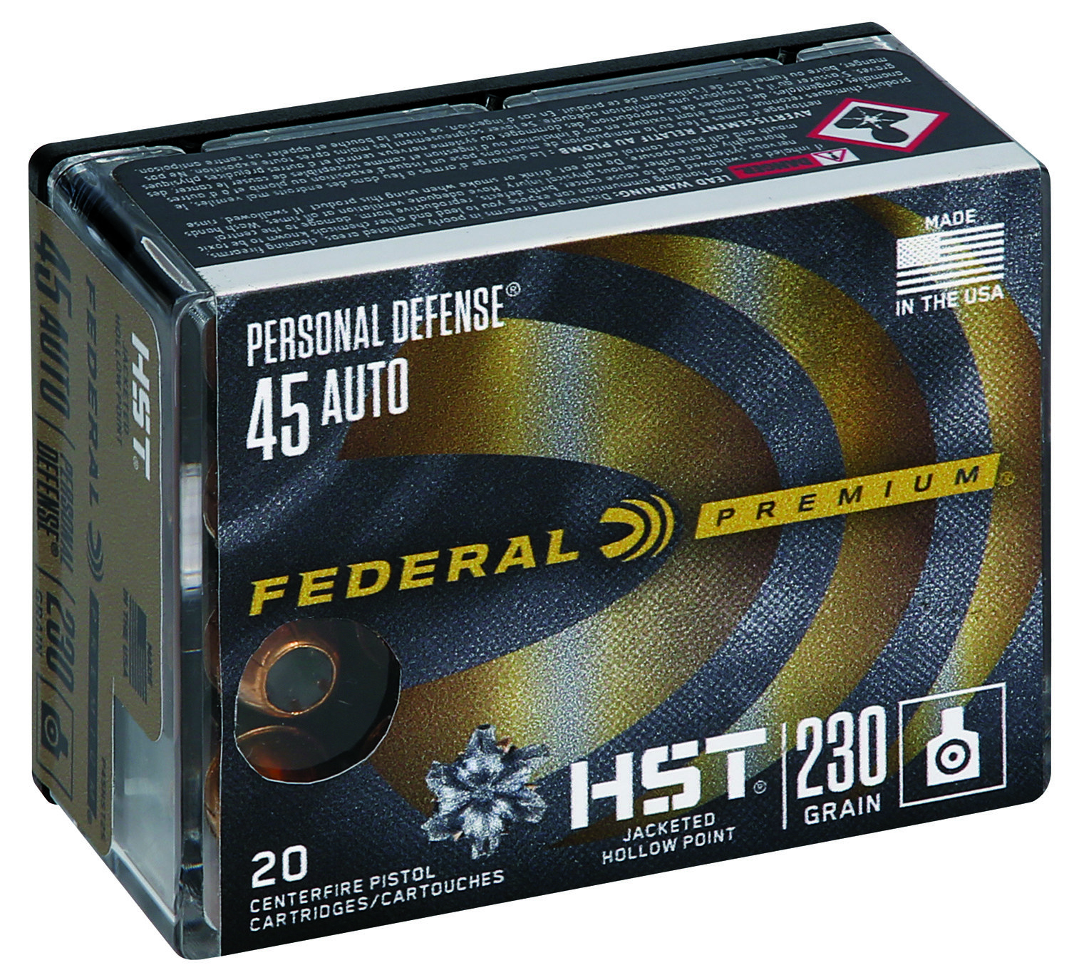 FEDERAL AMMO Personal Defense HST 45 ACP 230gr JHP Ammunition | 20 ...