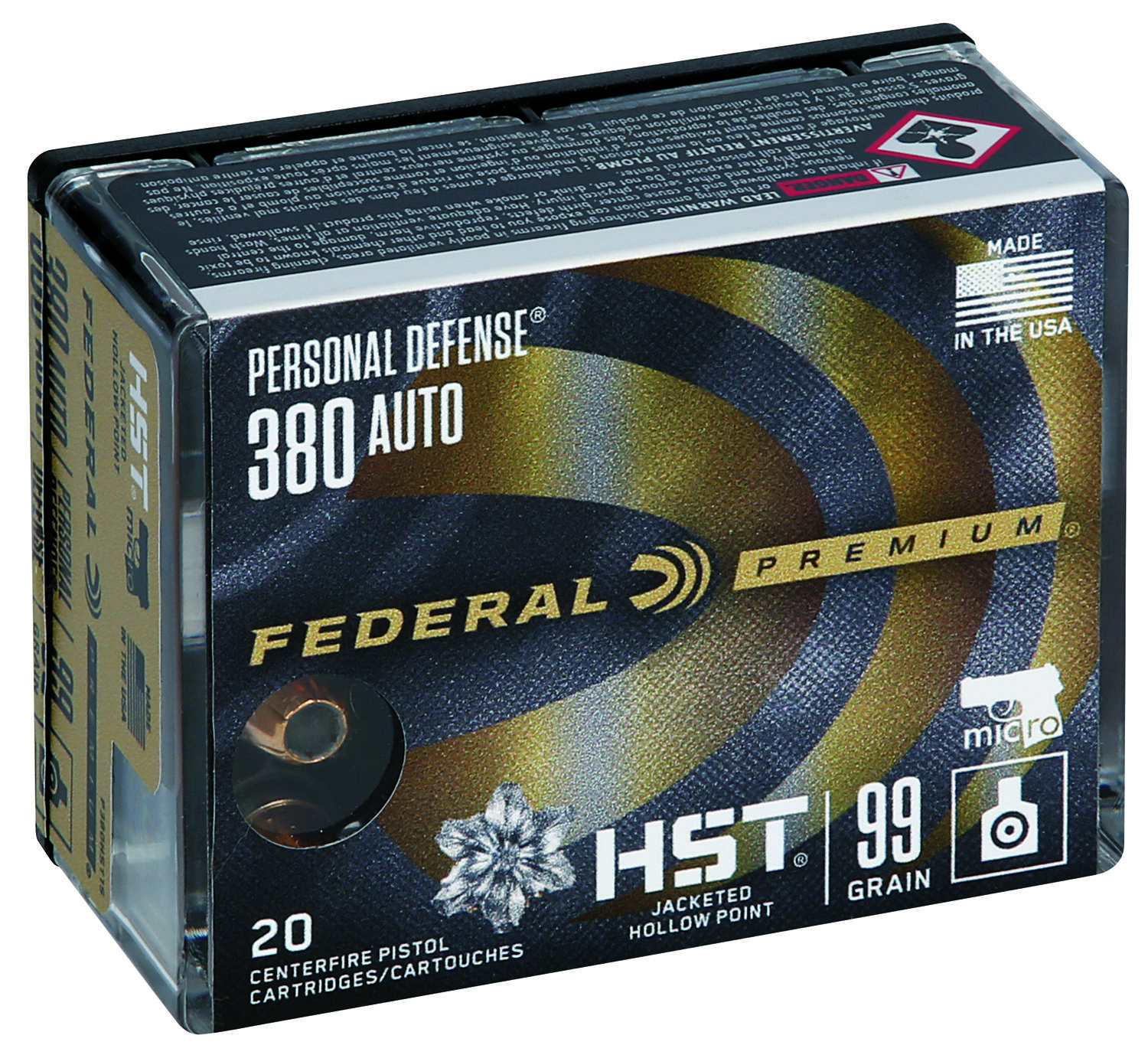 FEDERAL AMMO 380 ACP 99Gr HST JHP Personal Defense 20rd | KYGUNCO