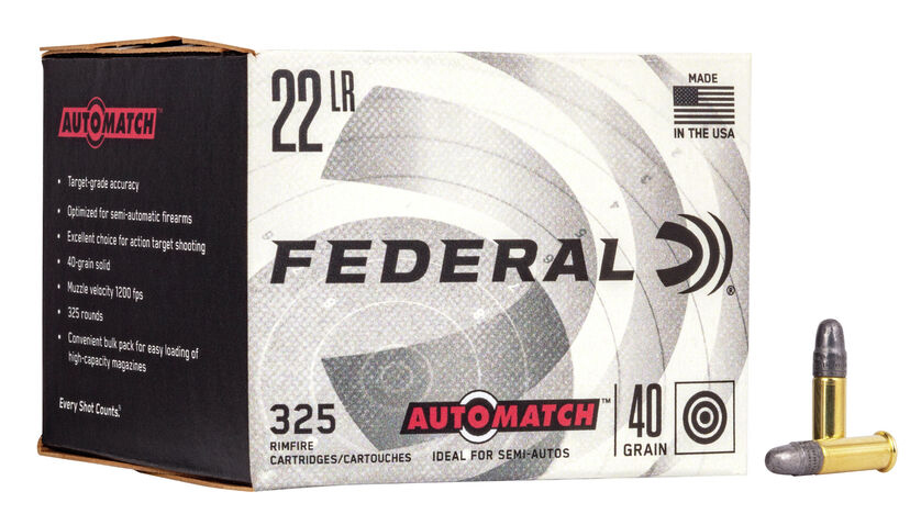 FEDERAL AMMO 22 LR AutoMatch Target 1200 FPS 40Grain 325rd | KYGUNCO