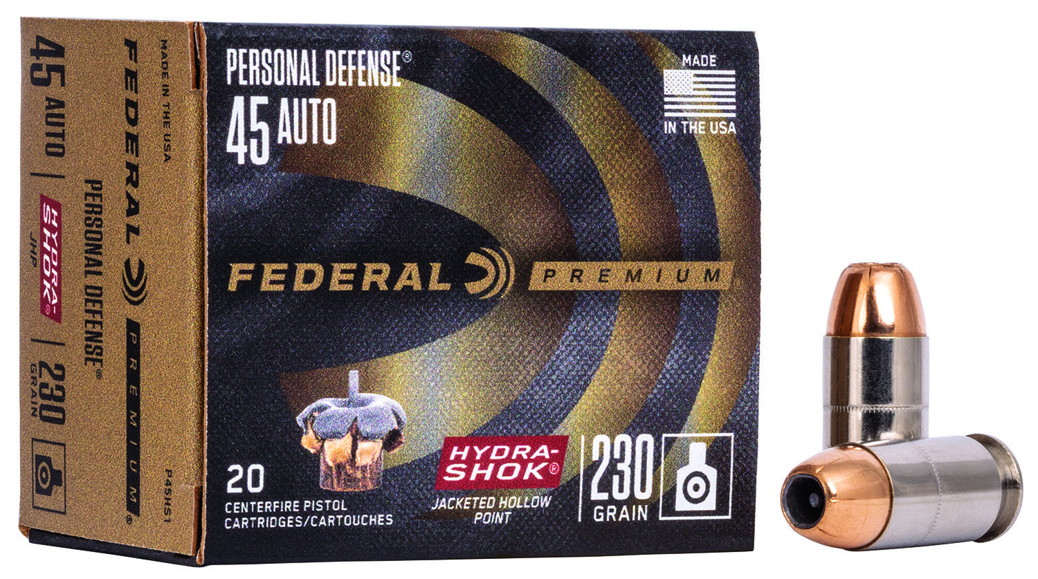 FEDERAL AMMO 45 ACP 230Gr Hydra-Shok JHP 900 FPS 20 rd | KYGUNCO