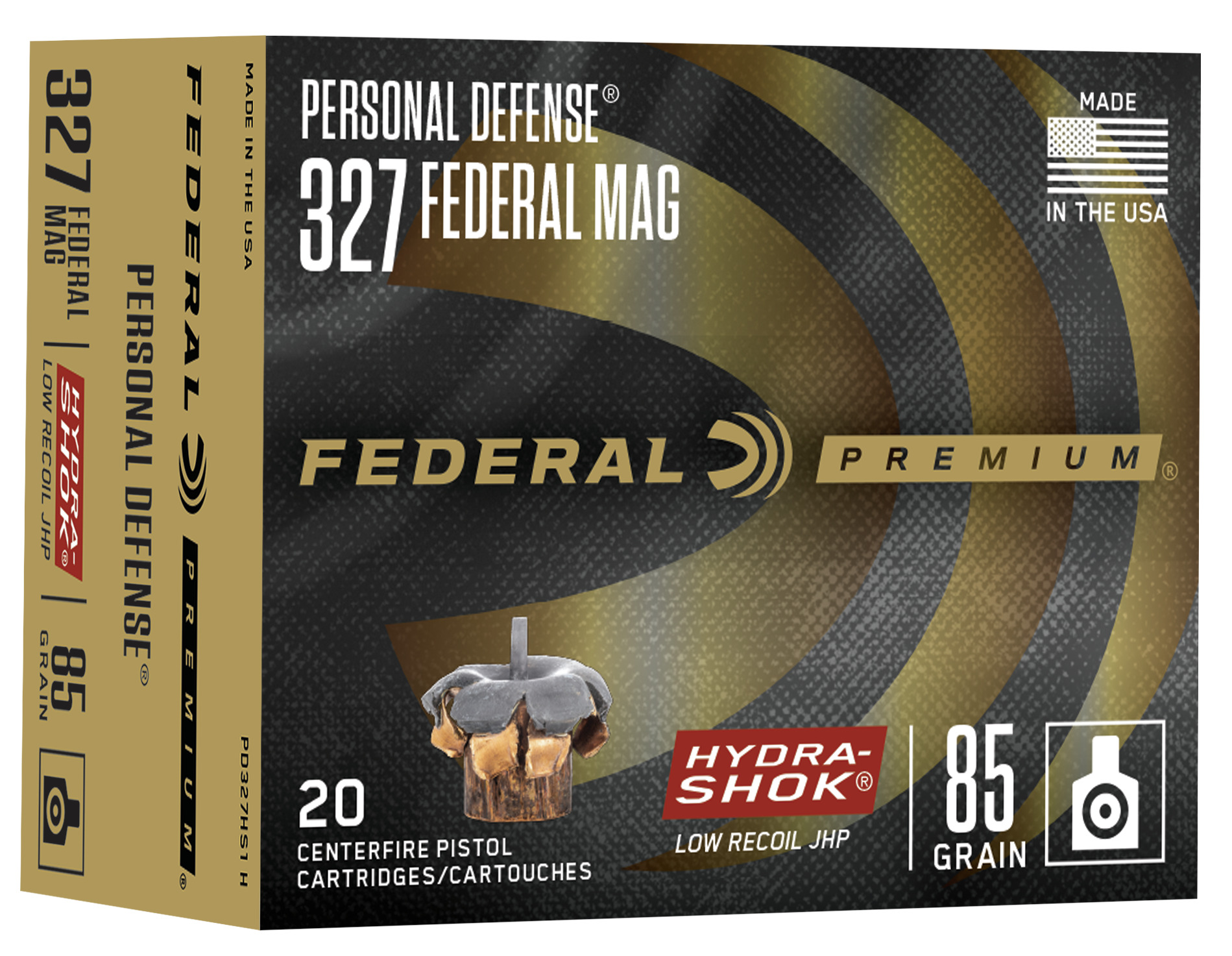 FEDERAL AMMO Premium 327 Fed Mag 85gr Hydra-Shok Low Recoil JHP ...