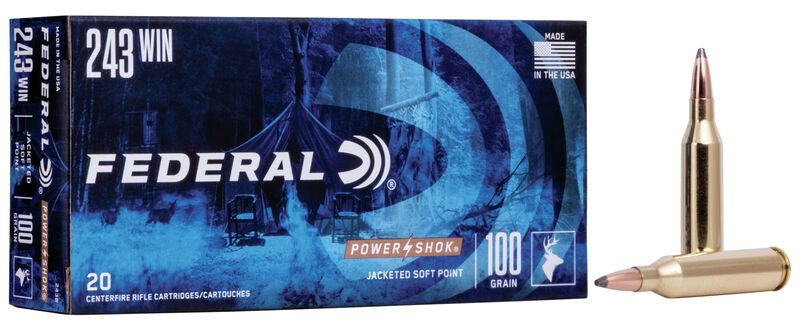 FEDERAL AMMO Power-Shok 243 WIN 100gr Soft Point Rifle Ammunition | 20 ...