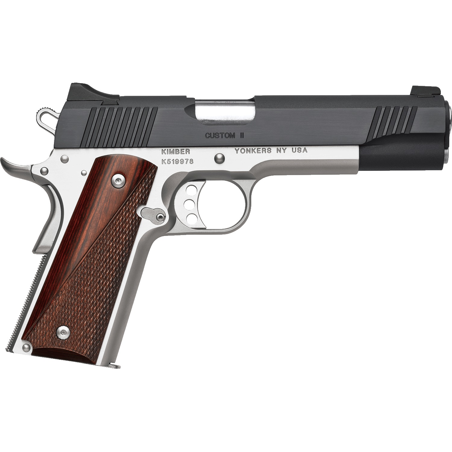 KIMBER CUSTOM II 1911 45ACP 5" 7rd Pistol - Two-Tone w/ Rosewood Grips ...