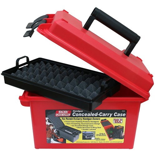 MTM Handgun Conceal Carry Case w/ Foam | Red | KYGUNCO